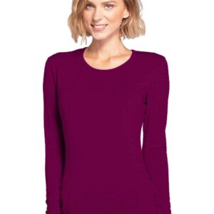 Cherokee Women's Long Sleeve Knit Shirt, Wine, Small