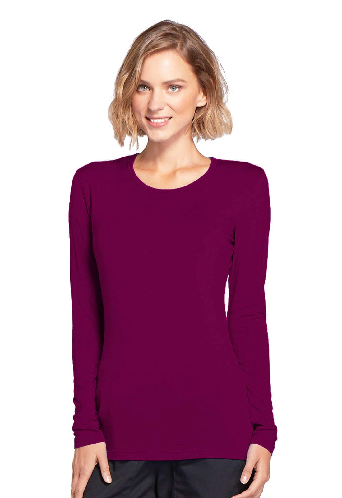 Cherokee Women's Long Sleeve Knit Shirt, Wine, Small