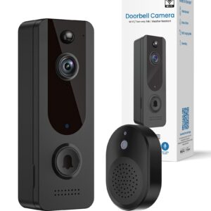 SJCODE Smart Video Doorbell with Chime Ringer, Security Camera Wireless Indoor/Outdoor and Battery Powered, 2-Way Audio, Night Vision, Human Detection, Wide-Angle Lens Surveillance