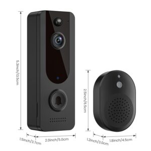 SJCODE Smart Video Doorbell with Chime Ringer, Security Camera Wireless Indoor/Outdoor and Battery Powered, 2-Way Audio, Night Vision, Human Detection, Wide-Angle Lens Surveillance