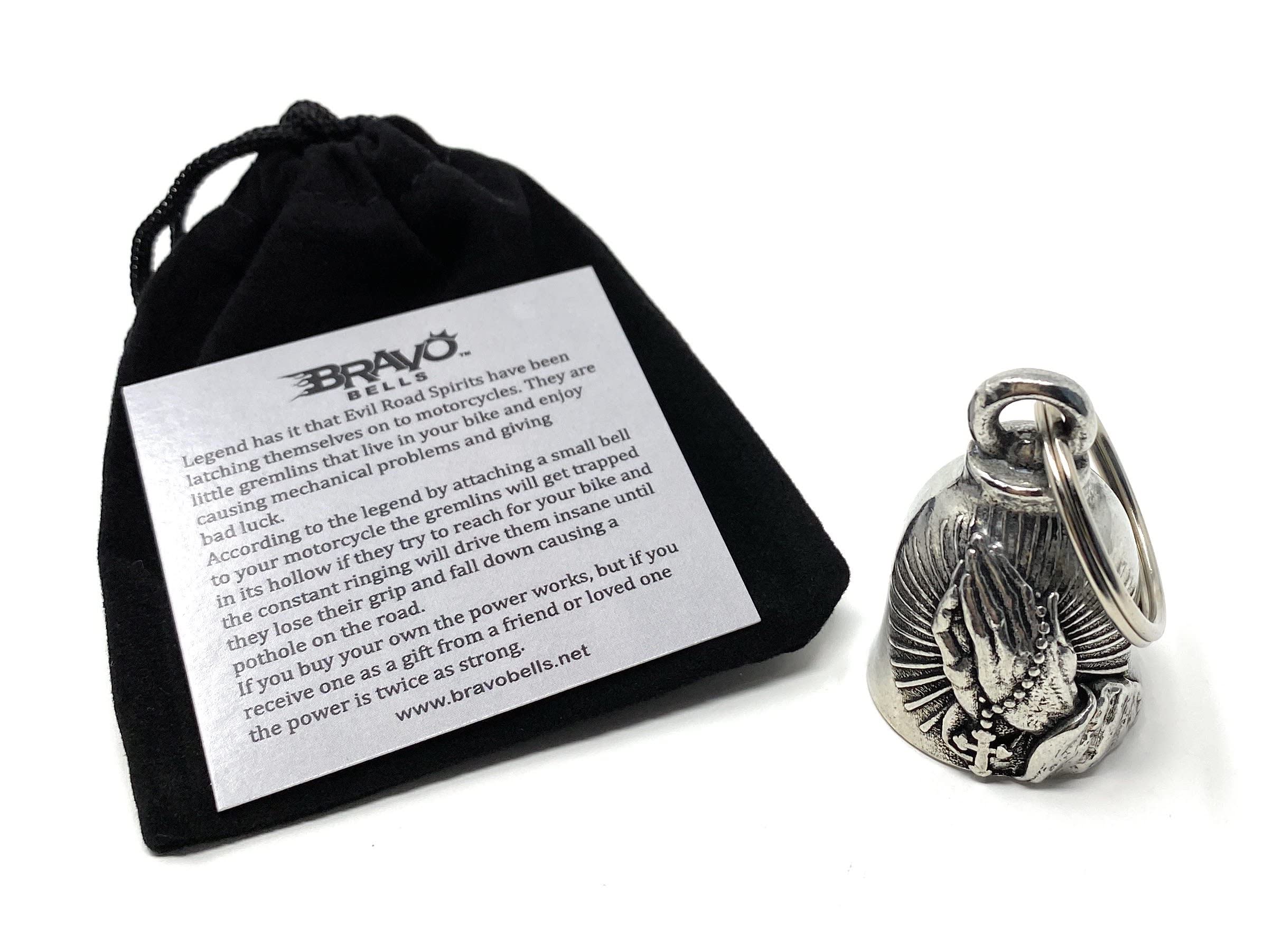 Bravo Bells Pray Hands Bell - Biker Bell Accessory or Key Chain for Good Luck on The Road