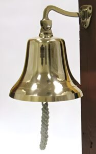 enormous wall hanging ship bell with rope polished dinner bell tip bell indoor/outdoor nautical decoration bells variety with mounting hardware bracket ship boat maritime decor (10" brass)