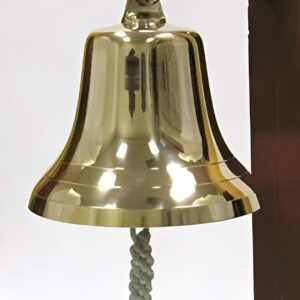 Enormous Wall Hanging Ship Bell with Rope Polished Dinner Bell Tip Bell Indoor/Outdoor Nautical Decoration Bells Variety with Mounting Hardware Bracket Ship Boat Maritime Decor (10" Brass)