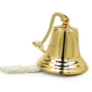 Enormous Wall Hanging Ship Bell with Rope Polished Dinner Bell Tip Bell Indoor/Outdoor Nautical Decoration Bells Variety with Mounting Hardware Bracket Ship Boat Maritime Decor (10" Brass)