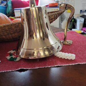 Enormous Wall Hanging Ship Bell with Rope Polished Dinner Bell Tip Bell Indoor/Outdoor Nautical Decoration Bells Variety with Mounting Hardware Bracket Ship Boat Maritime Decor (10" Brass)