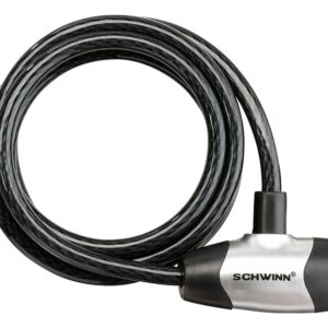 Schwinn Bike Key Lock in Braided Steel Cable, 2 Keys Included, 6 feet x 8mm Anti Theft Bicycle Lock, Security Level 1