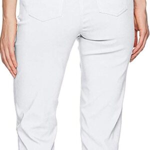 SLIM-SATION Women's Wide Band Pull On Straight Leg Capri with Tummy Control, White, 4