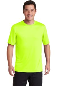 hanes 4 oz. cool dri t-shirt, large, safety green