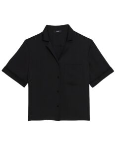 theory women's short-sleeved camp shirt, black