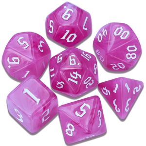 ciaraq dnd polyhedral dice set for dungeons and dragons rpg mtg role playing table games-with 1 dice pouch (pink gradient)