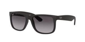 ray-ban rb4165 justin wayfarer sunglasses, rubber black//light grey gradient dark grey, 55 mm