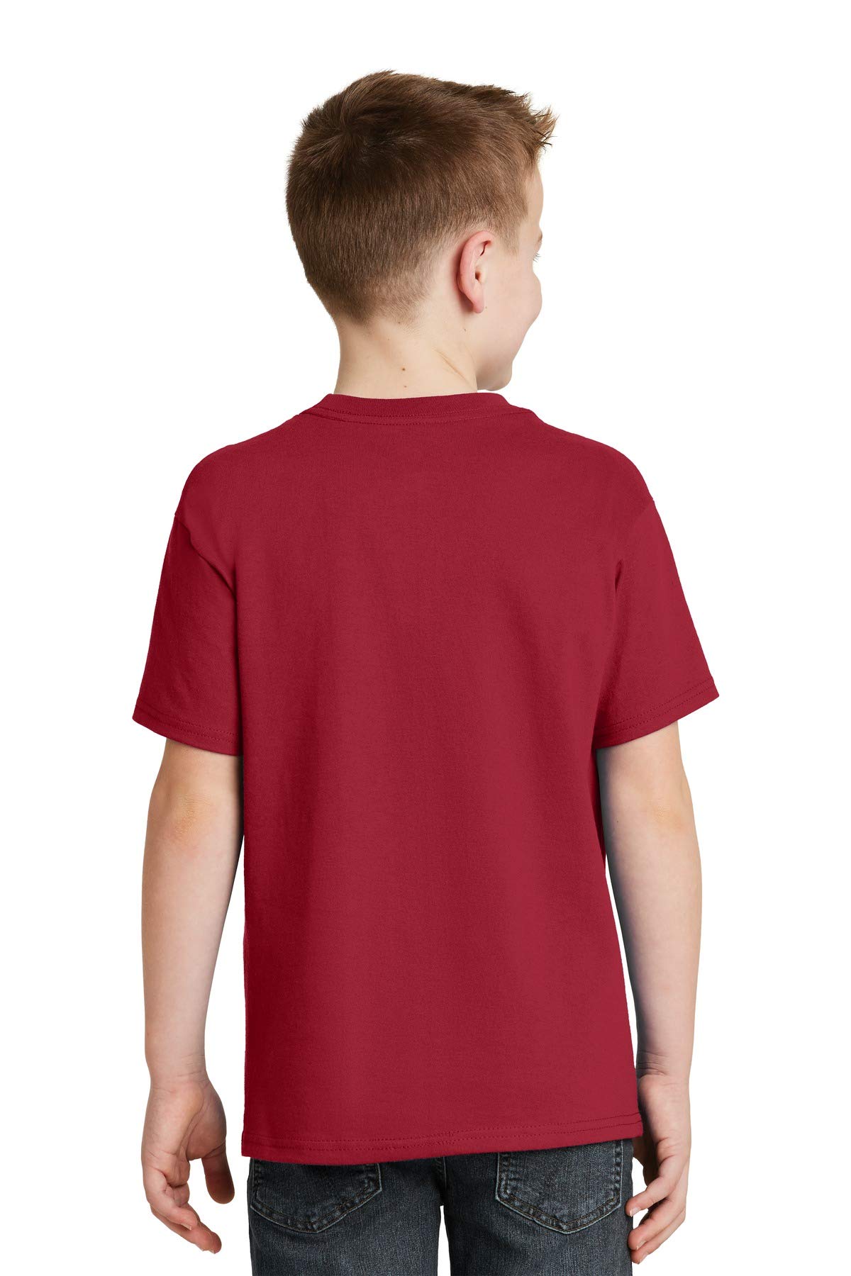 Hanes boys Cotton T-Shirt(5450)-Deep Red-XS