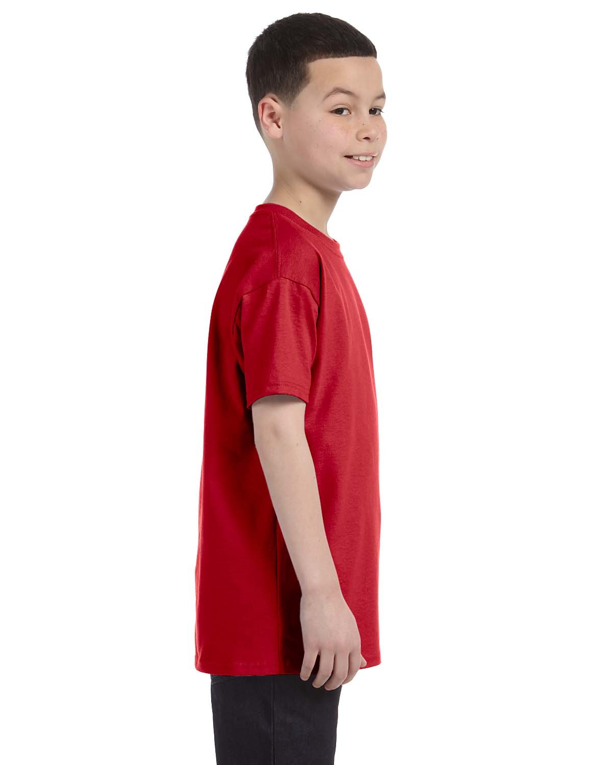 Hanes boys Cotton T-Shirt(5450)-Deep Red-XS