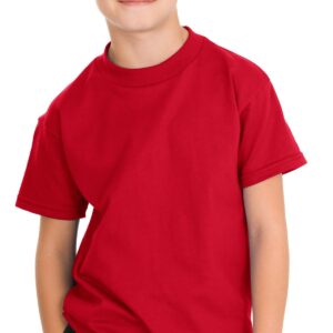 Hanes boys Cotton T-Shirt(5450)-Deep Red-XS