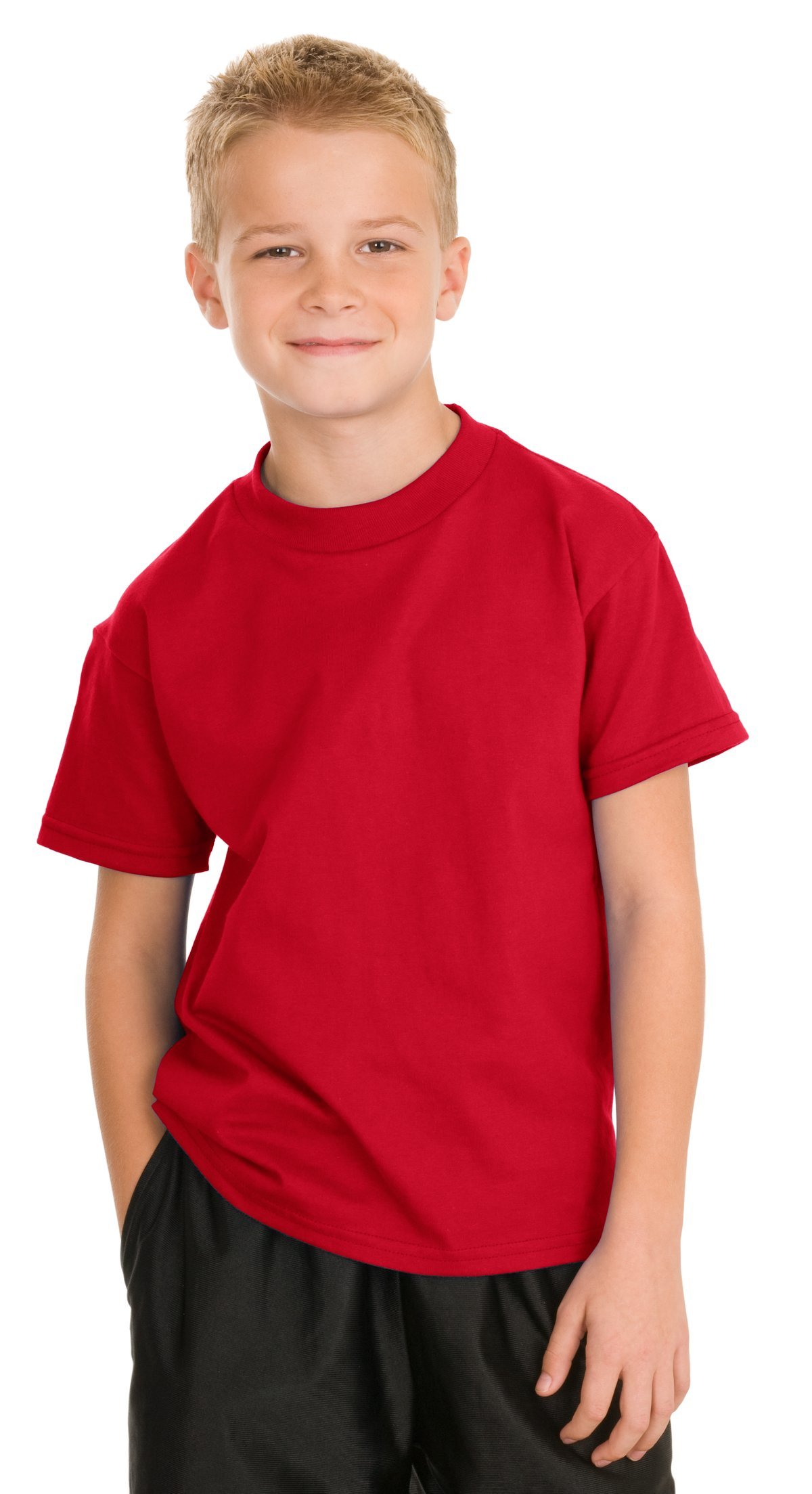 Hanes boys Cotton T-Shirt(5450)-Deep Red-XS