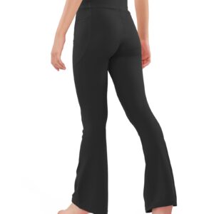 BOOPH Girls Flare Leggings with Pockets Cross High Waisted Yoga Pants Bell Bottoms Athletic Pants 7-8 Years Color Black