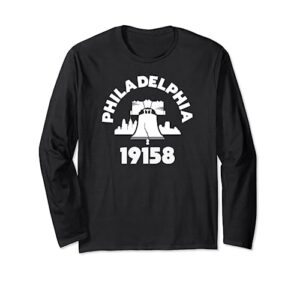 philly neighborhood 19158 zip code philadelphia liberty bell long sleeve t-shirt