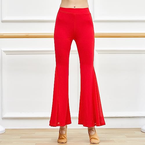 Women Flare Yoga Pants Elastic High Waist Bell Bottoms Bootcut Leggings Ribbed Palazzo Lounge Pants Trousers