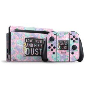 skinit decal gaming skin compatible with nintendo switch bundle - officially licensed disney tinker bell love trust and pixie dust design