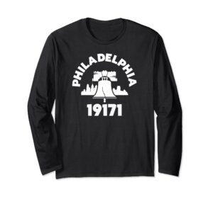 philly neighborhood 19171 zip code philadelphia liberty bell long sleeve t-shirt