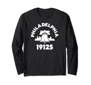 philly neighborhood 19125 zip code philadelphia liberty bell long sleeve t-shirt