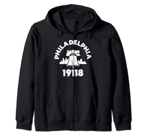 philly neighborhood 19118 zip code philadelphia liberty bell zip hoodie