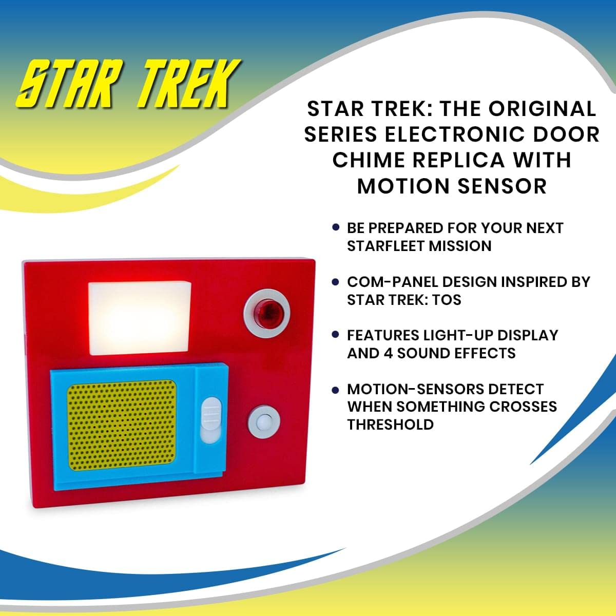 ThinkGeek Star Trek Electronic Door Chime - Motion-Sensitive - Can Be Mounted on Either Side of a Door - Officially Licensed Star Trek Collectible