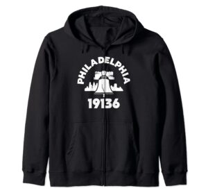 philly neighborhood 19136 zip code philadelphia liberty bell zip hoodie