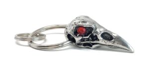 bravo bells raven skull diamond keychain - pewter keychain for bikers - made in the usa