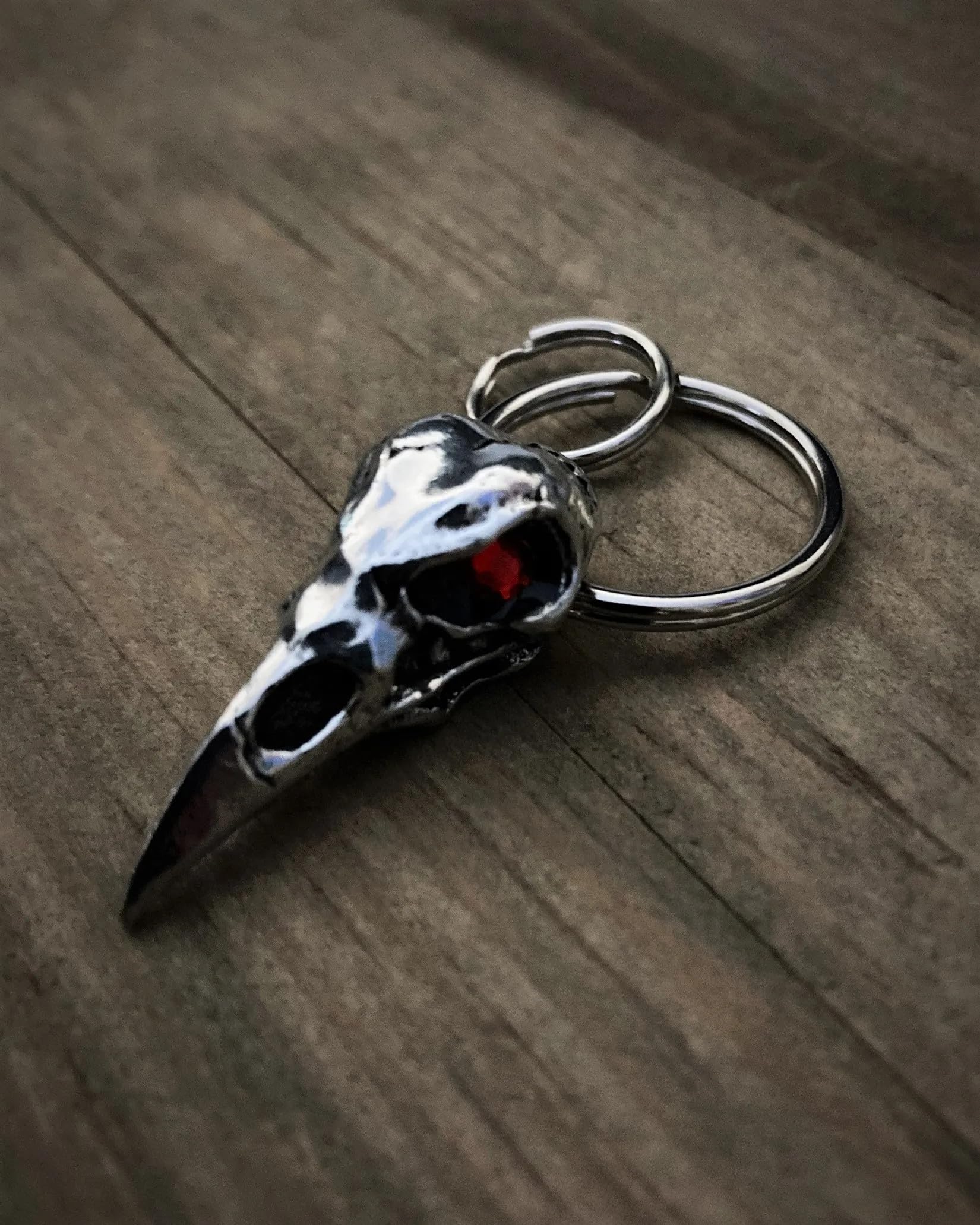 Bravo Bells Raven Skull Diamond Keychain - Pewter Keychain for Bikers - Made in The USA