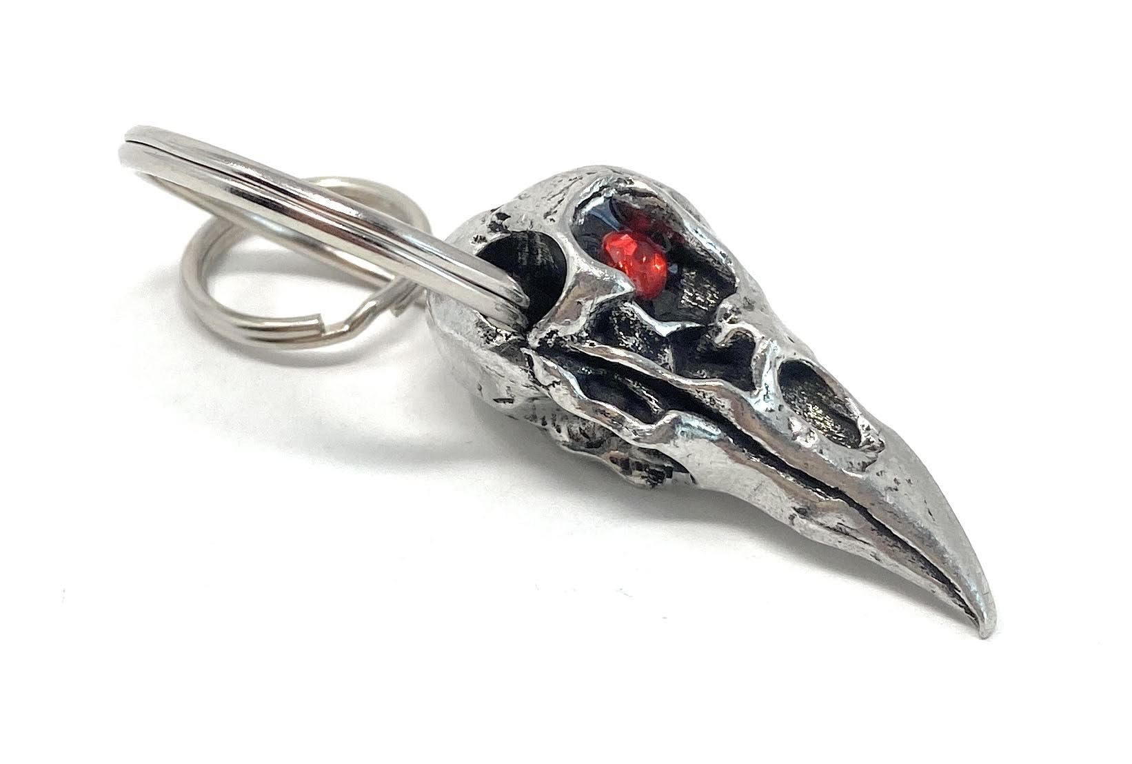 Bravo Bells Raven Skull Diamond Keychain - Pewter Keychain for Bikers - Made in The USA