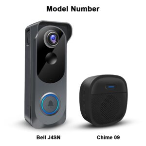 KAMEP Video Doorbell Camera Wireless with Chime,2.4G WiFi Doorbell Camera with Voice Changer,Voice Message,2-Way Audio,Night Vision,PIR Motion Detection,IP66 Waterproof,Compatible with Alexa