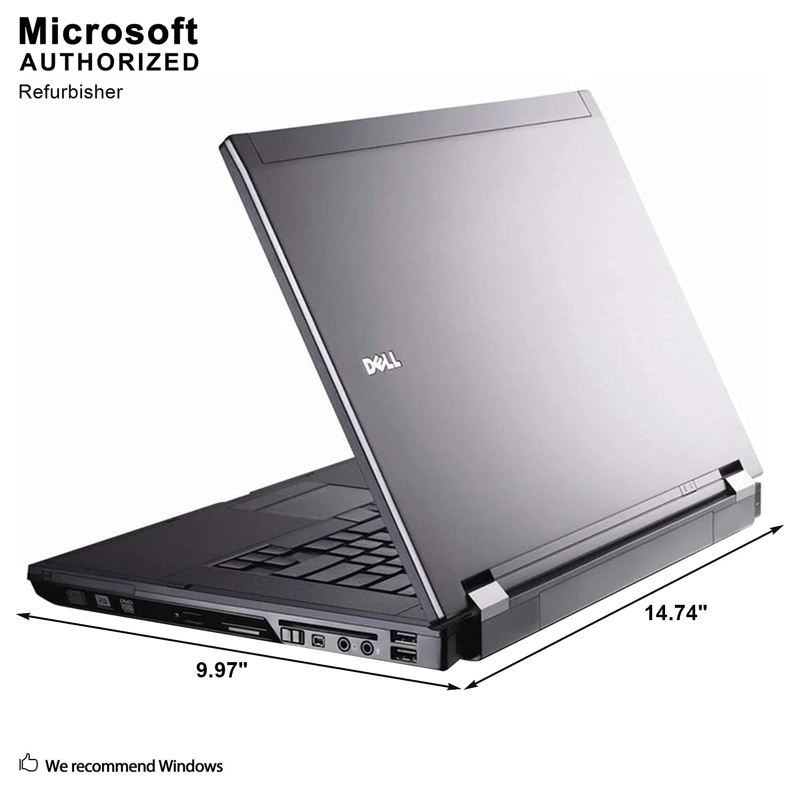 Dell Latitude E6510 15.6 Inch Laptop, Intel Core I5-520M, Upto 2.9GHz, 8G DDR3, 480G SSD, DVDRW, WiFi, VGA, DP, Win 10 64 Bit-Multi Language Suppport English/Spanish/French(CI5)(Renewed)