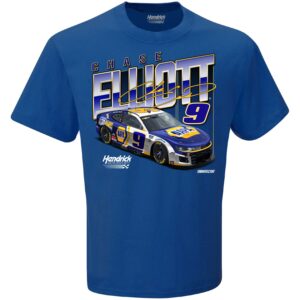 checkered flag sports chase elliott 2023 napa downforce t-shirt blue (as1, alpha, x_l, regular, regular)