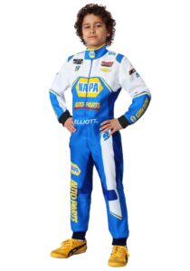 fun costumes nascar kids chase elliott suit boys, blue race car driver halloween costume large