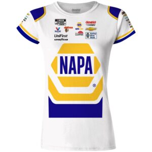 checkered flag sports chase elliott women's 2023 napa sublimated uniform pit crew ladies t-shirt white (as1, alpha, l, regular, regular)