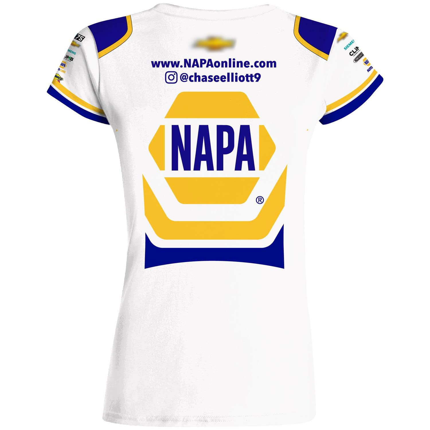 Checkered Flag Sports Chase Elliott Women's 2023 NAPA Sublimated Uniform Pit Crew Ladies T-Shirt White (as1, Alpha, l, Regular, Regular)