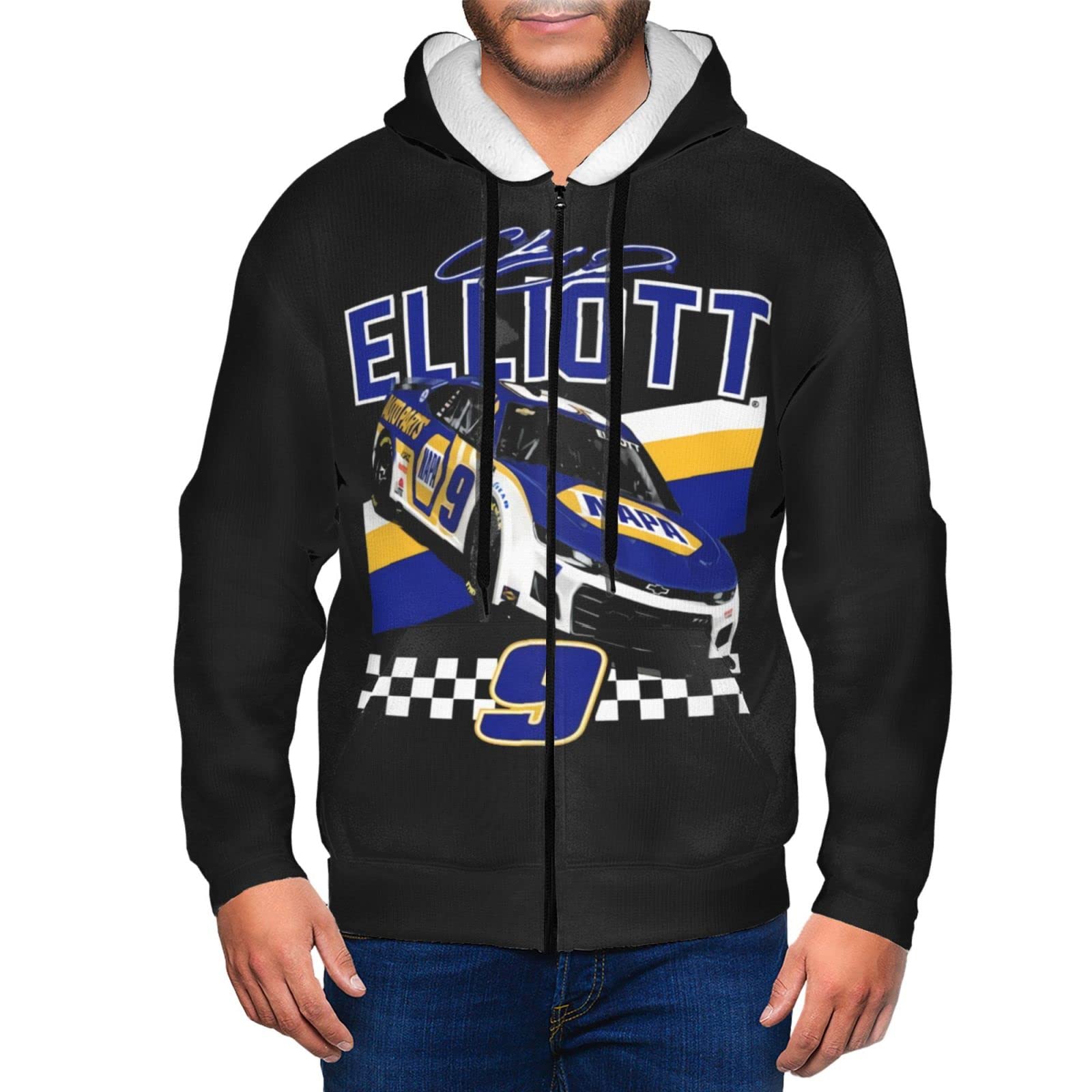 ASFRSH Chase Elliott 9 Hoodies Zip Up Sweatshirts Thick Coats Hooded Jacket Hoodie Unisex Print Coat Jacket