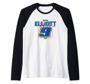 nascar - chase elliott - flag raglan baseball tee