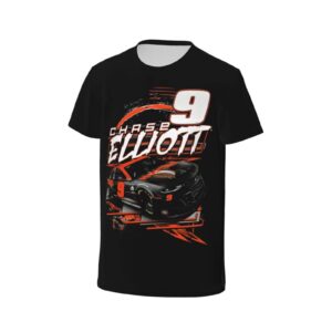 ASFRSH Chase Elliott 9 Shirt for Teen Girl & Boy Printing Short Sleeve Tee Athletic Classic Shirt Crewneck T-Shirt