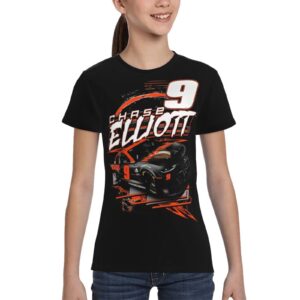 ASFRSH Chase Elliott 9 Shirt for Teen Girl & Boy Printing Short Sleeve Tee Athletic Classic Shirt Crewneck T-Shirt