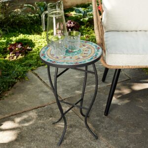 quality outdoor living 29-ky02bl accent side table, small, blue