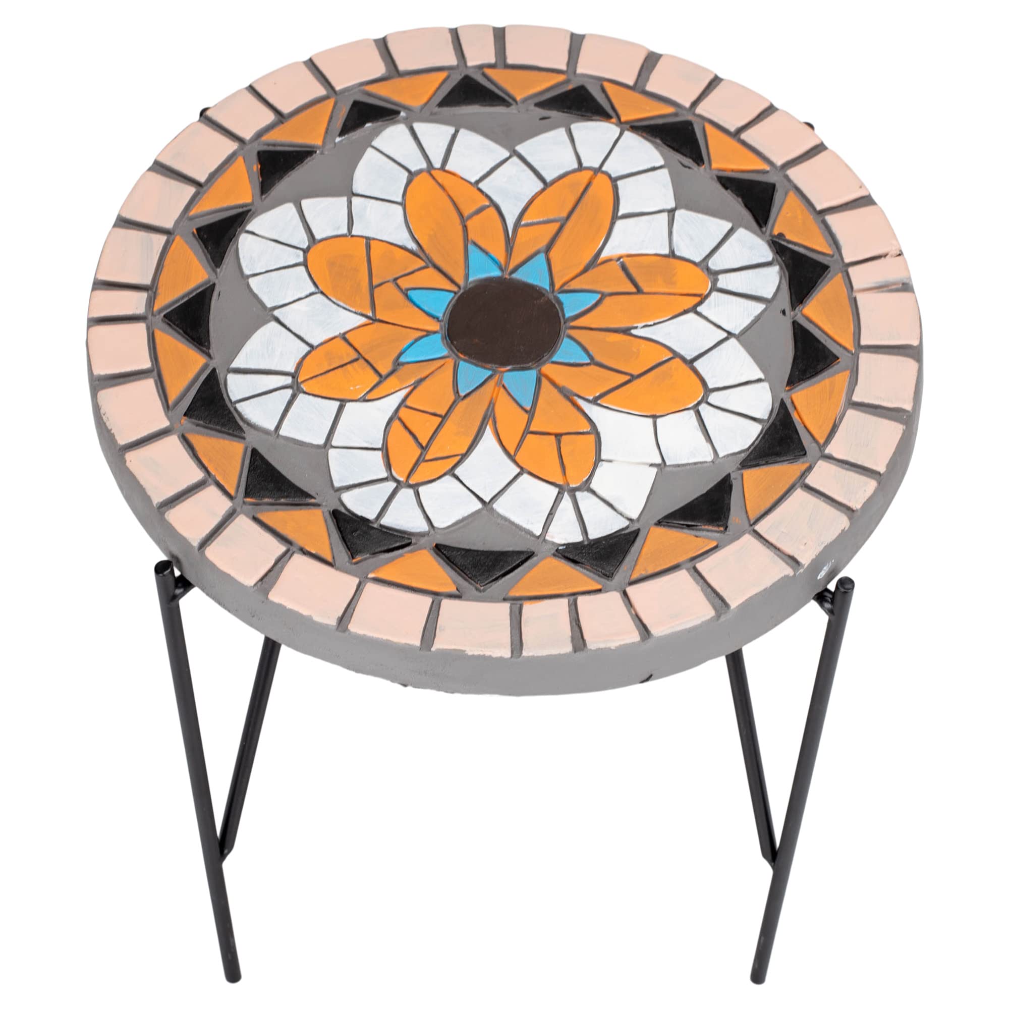 Napco Yellow Flower Mosaic 10 Inch Diameter Multi-colored Concrete Plant Stand