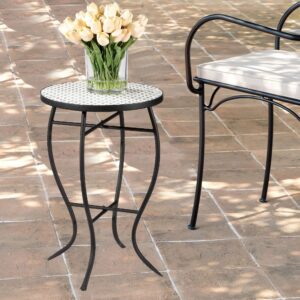 overstock ledel outdoor ceramic side table mosaic plant stand white