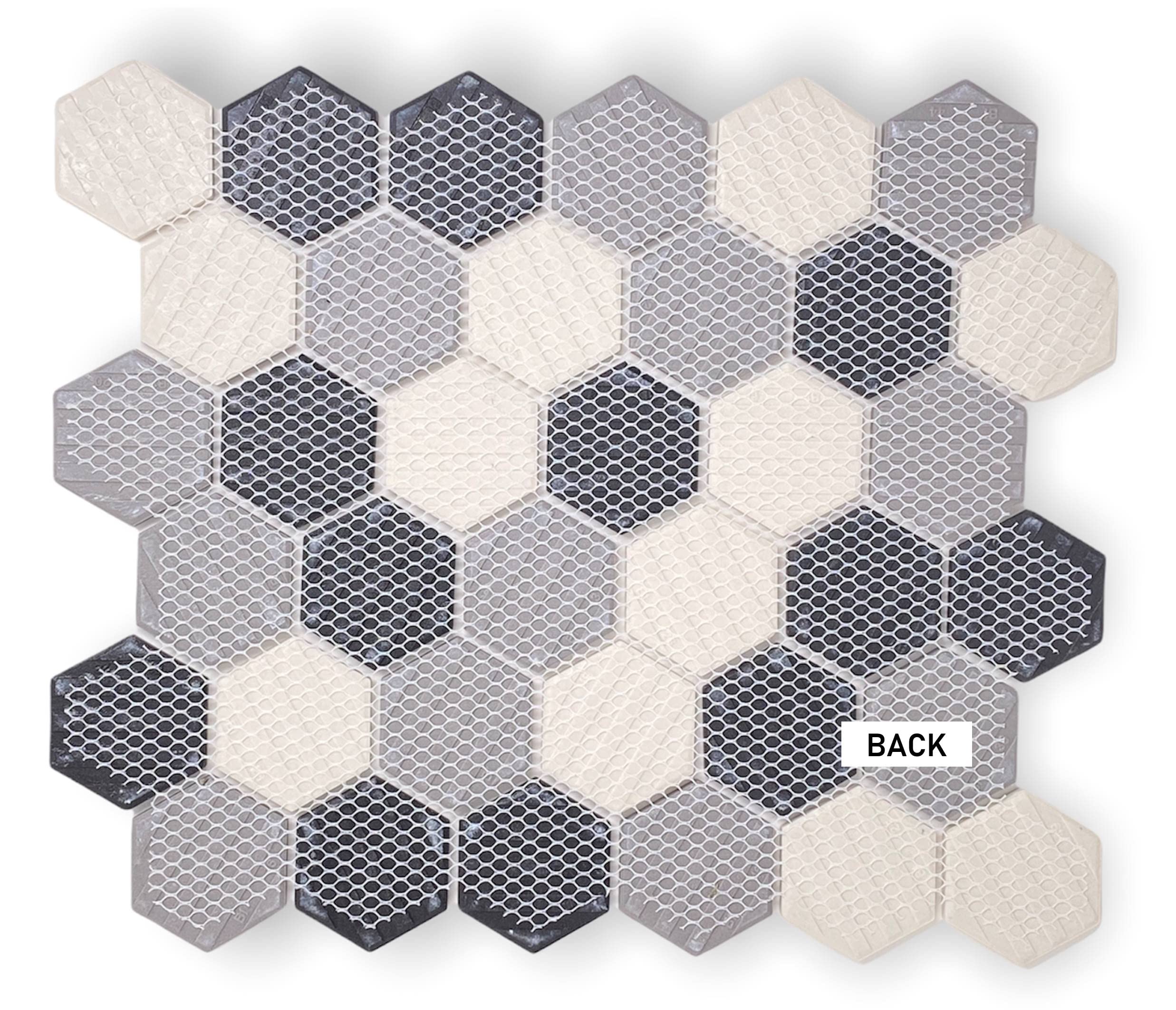 Matte Unglazed 2 Inch Mix Grey Blend Honeycomb Hex 2x2 Gray Porcelain Mosaic Floor Wall Tile Backsplash for Kitchen Bathroom Shower, Accnt Decor, Fireplace, Flooring (Box of 10 Sheets) (Mid Grey)