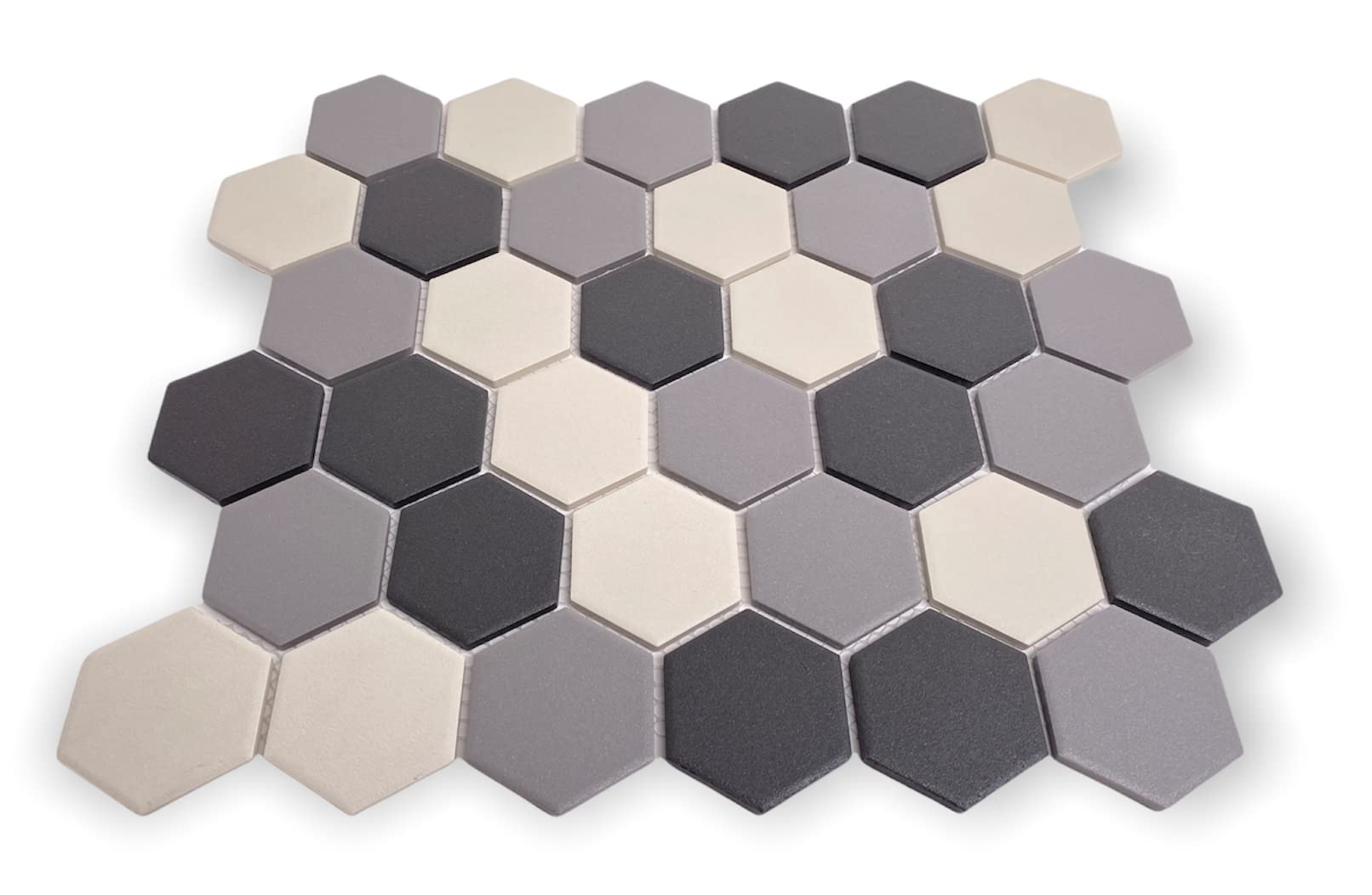 Matte Unglazed 2 Inch Mix Grey Blend Honeycomb Hex 2x2 Gray Porcelain Mosaic Floor Wall Tile Backsplash for Kitchen Bathroom Shower, Accnt Decor, Fireplace, Flooring (Box of 10 Sheets) (Mid Grey)