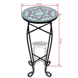 FAMIROSA Mosaic Side Table Plant Table Green White