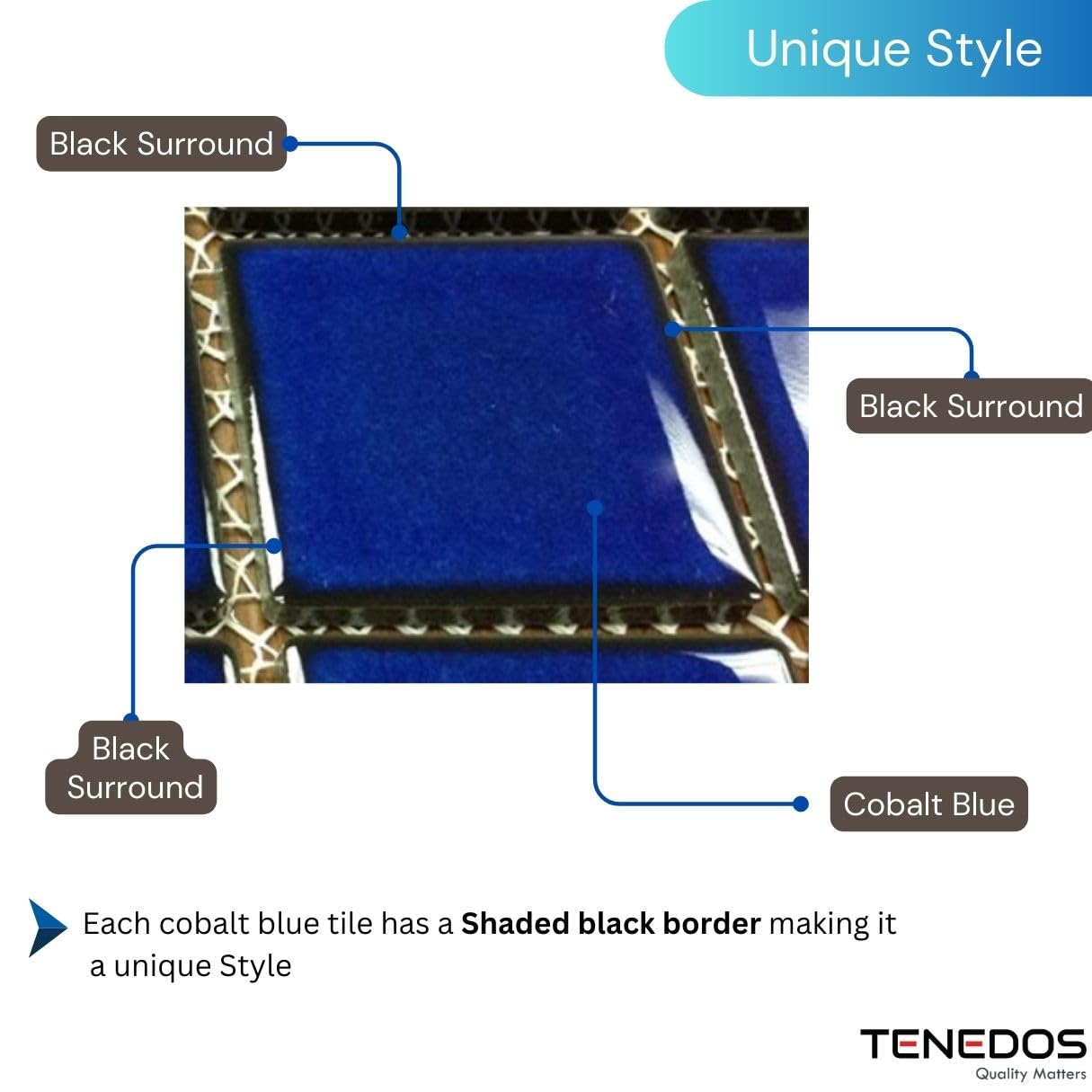 Tenedos Premium Quality 2" Cobalt Blue Square Pattern Porcelain Mosaic Tile (Not Peel and Stick Tile) for Kitchen Backsplash, Pool Tile, Bathroom Wall, Accent Wall((1 Sheet))