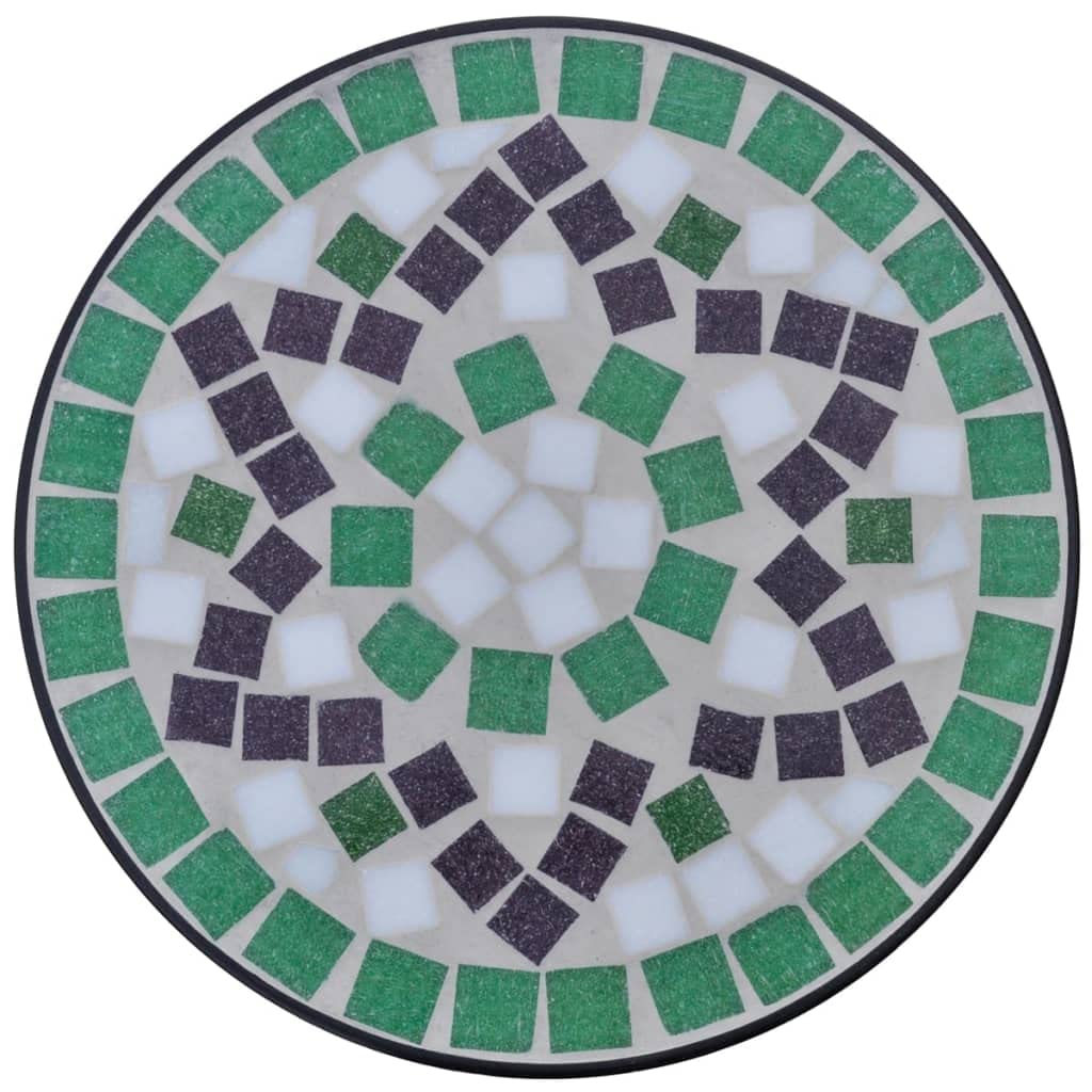 YAFF Mosaic Side Table Plant Table, Round End Table for Patio Porch Indoor Outdoor Accent Table, Small Coffee Table for Garden Porch Living Room Balcony Deck Porch Pool Green White (8.8lbs)