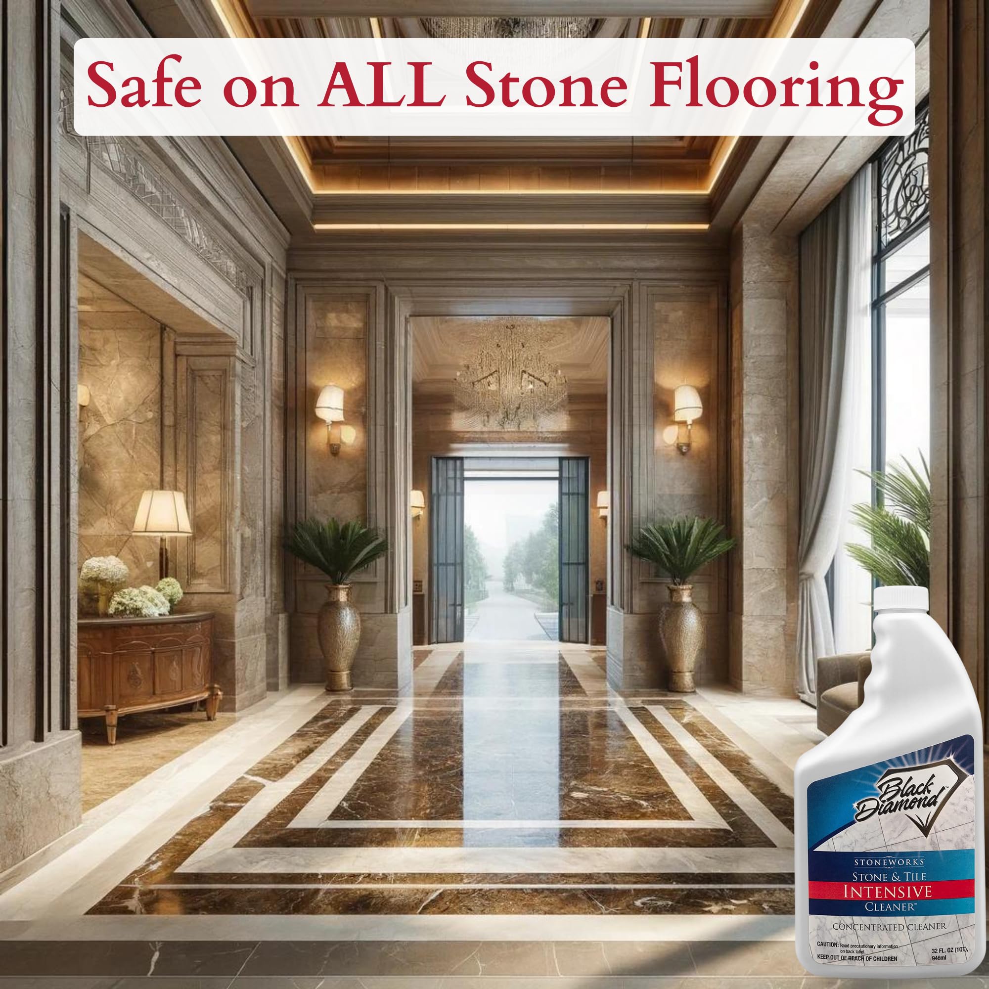 Black Diamond Stoneworks Stone & Tile Intensive Cleaner: Concentrated Deep Cleaner, Marble, Limestone, Travertine, Granite, Slate, Ceramic & Porcelain Tile. (1 Quart)